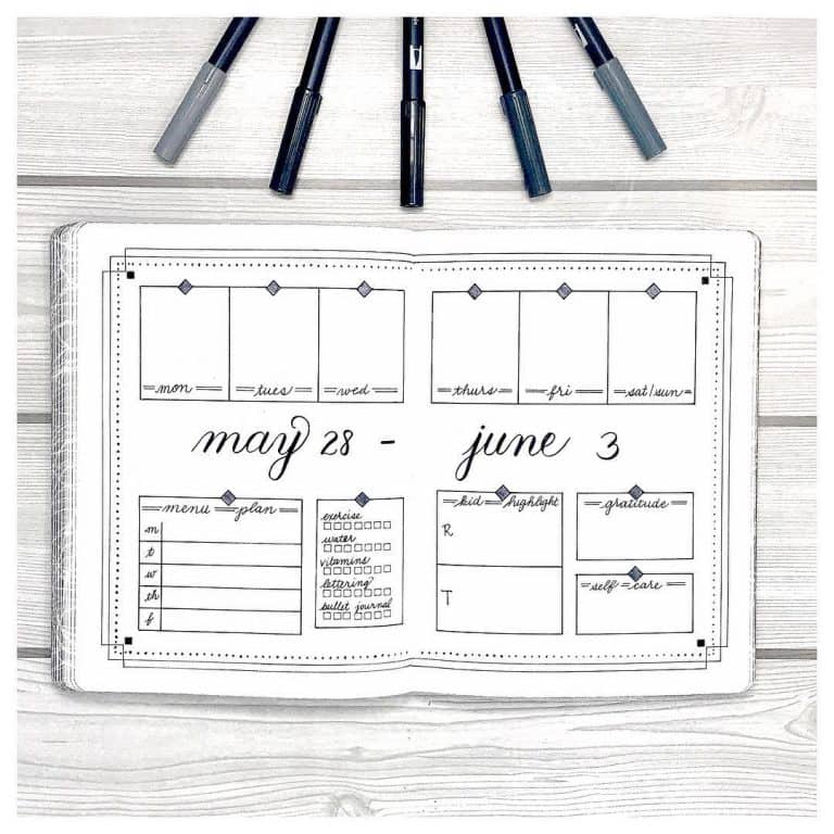 32 Easy Minimalist Bullet Journal Weekly Spreads to Try Right Now
