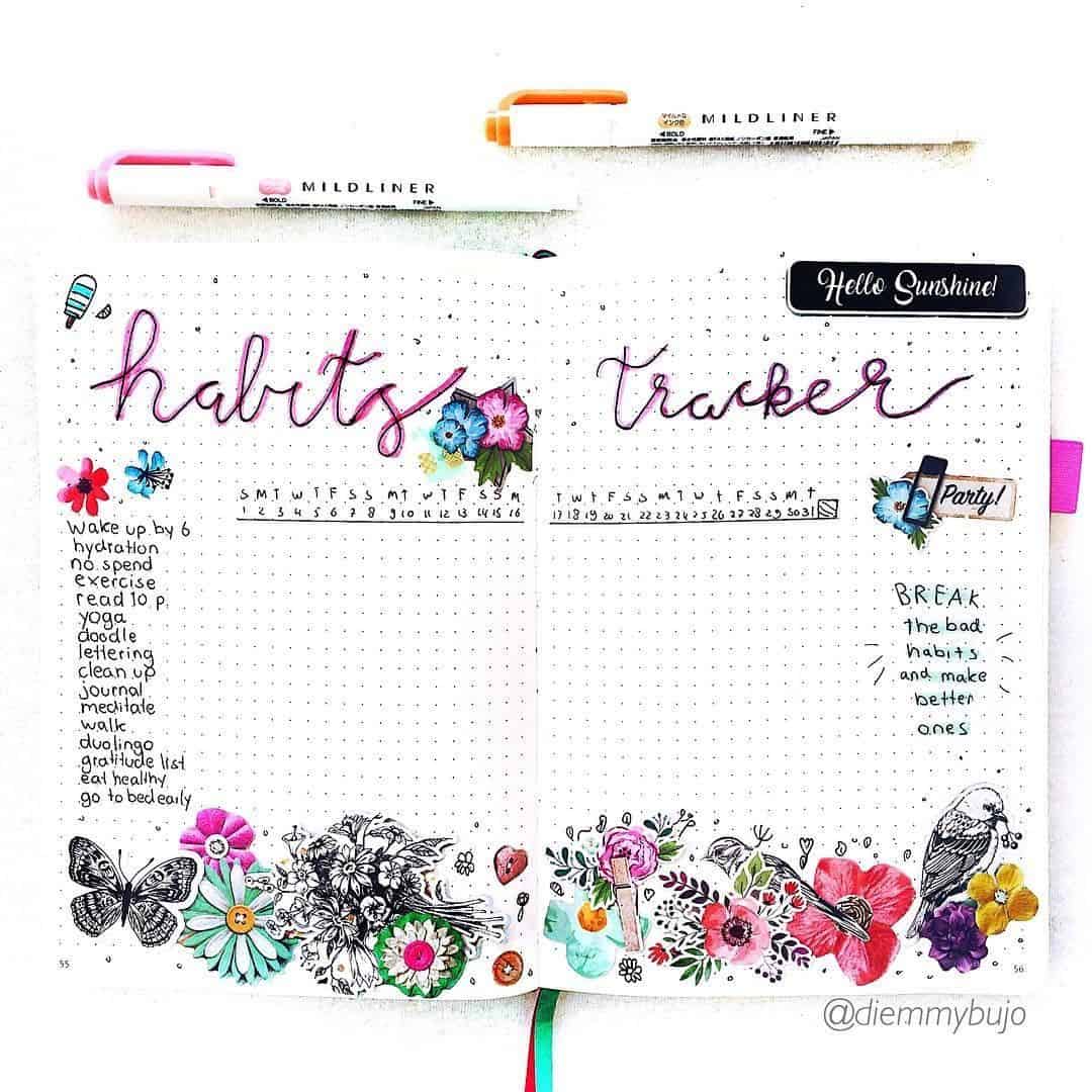 25 Bullet Journal Habit Trackers to help you build better habits