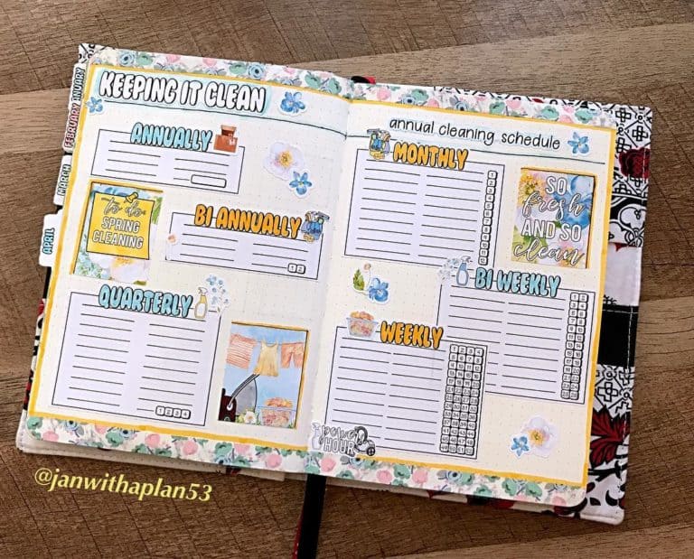 22 bullet journal cleaning schedule trackers to keep your home squeaky clean