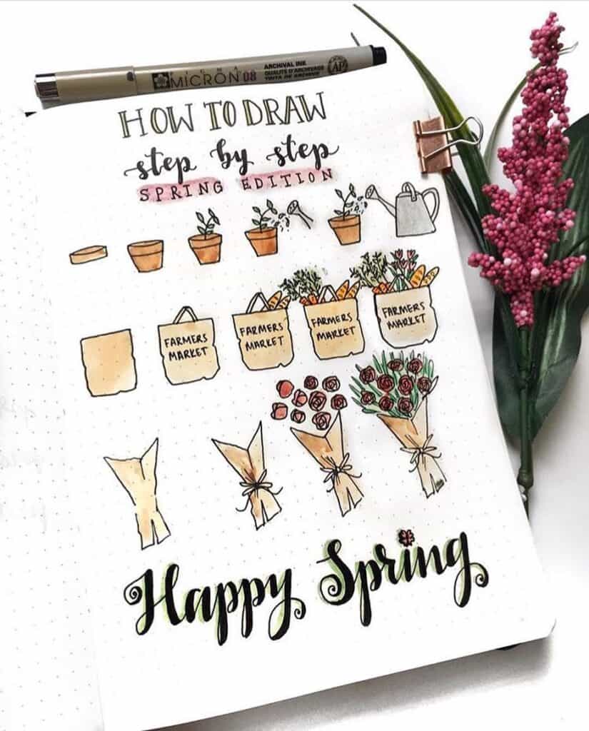 100+ bullet journal step-by-step doodles that anyone can draw