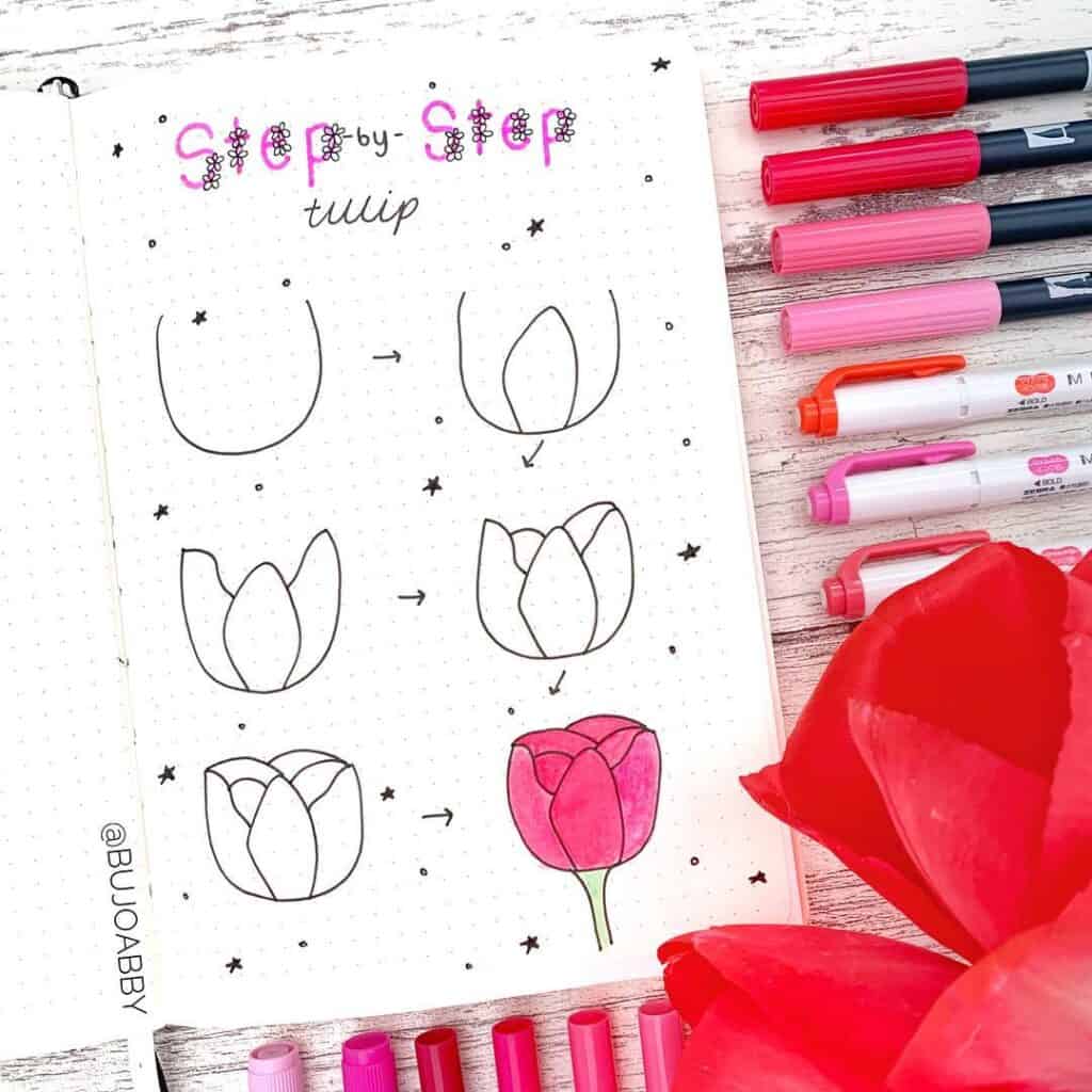 100+ bullet journal step-by-step doodles that anyone can draw