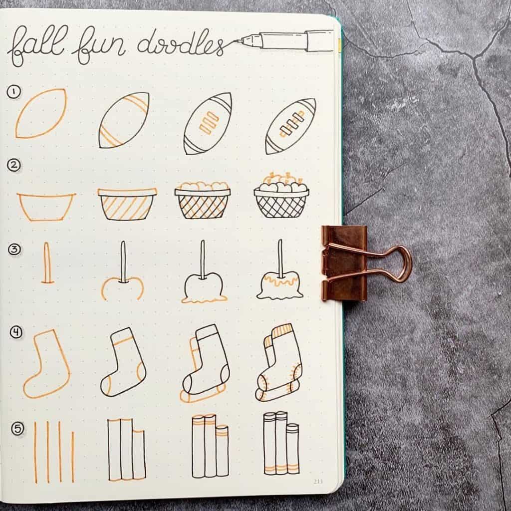 100+ bullet journal step-by-step doodles that anyone can draw